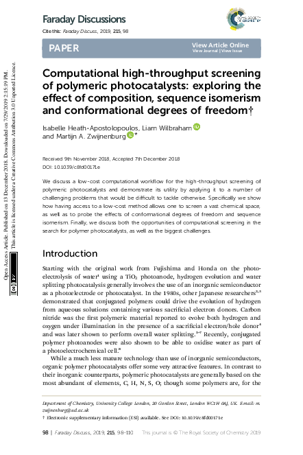 (PDF) Computational High-Throughput Screening of Polymeric Photocatalysts: Exploring the Effect ...