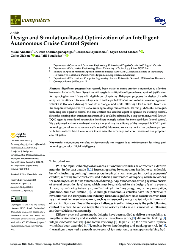 (PDF) Design and Simulation-Based Optimization of an Intelligent Autonomous Cruise Control System