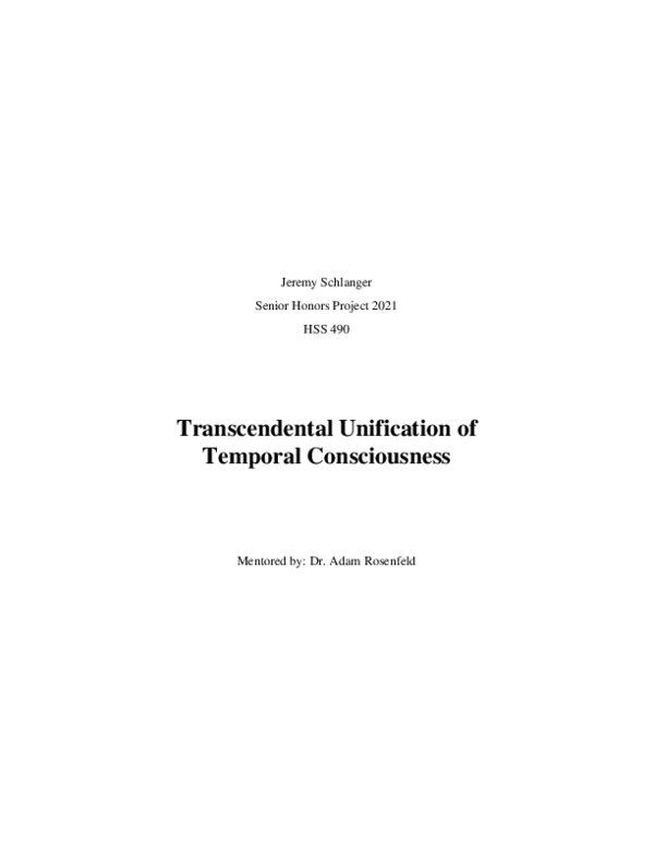 (PDF) Transcendental Unification of Temporal Consciousness