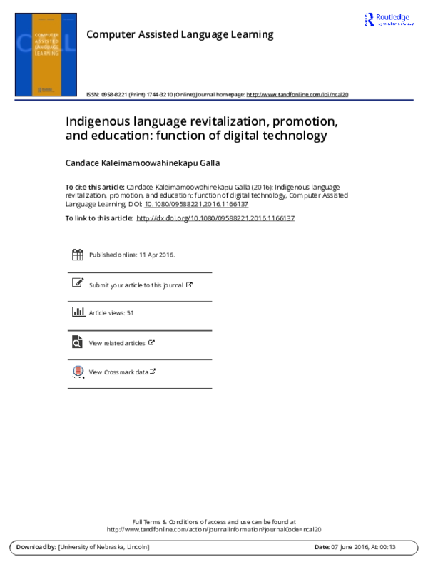 (PDF) Indigenous language revitalization, promotion, and education ...