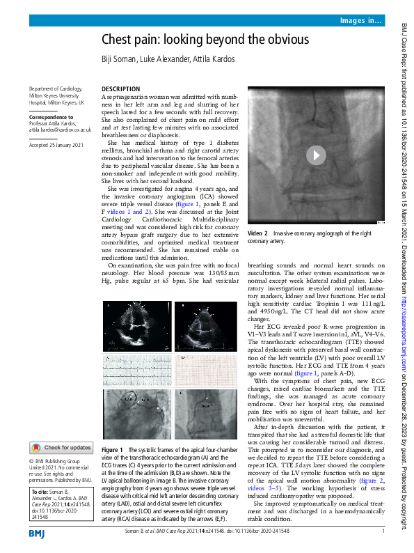 (PDF) Chest pain: looking beyond the obvious