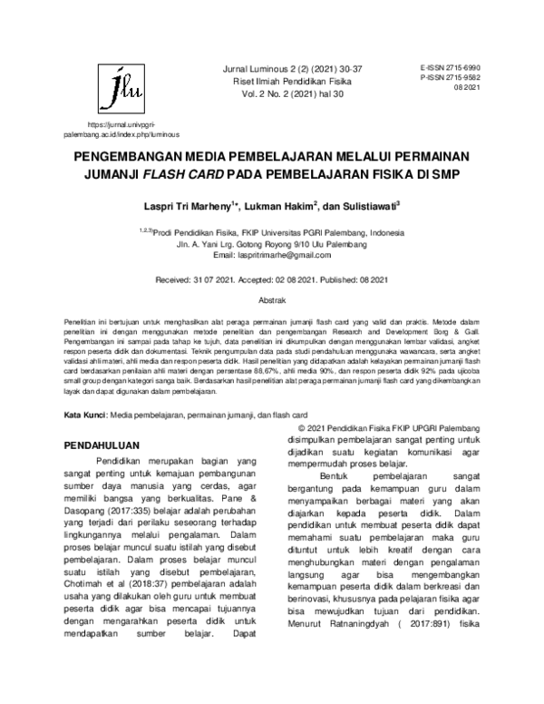 (PDF) Pengembangan Media Pembelajaran Melalui Permainan Jumanji Flash ...