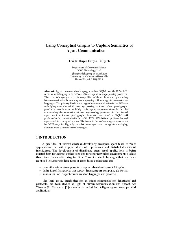 (PDF) Using Conceptual Graphs to Capture Semantics of Agent Communication