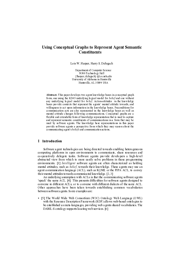 (PDF) Using Conceptual Graphs to Represent Agent Semantic Constituents