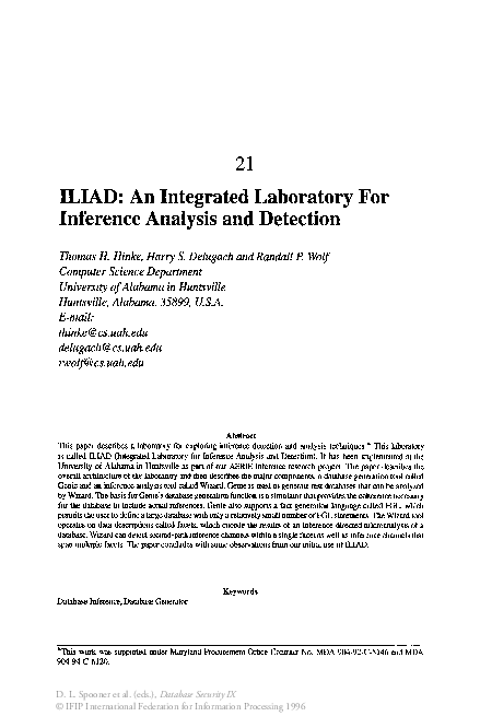 (PDF) ILIAD: An Integrated Laboratory for Inference Analysis and Detection