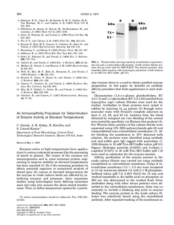 (PDF) An Immunoaffinity Procedure for Determination of Enzyme Activity ...