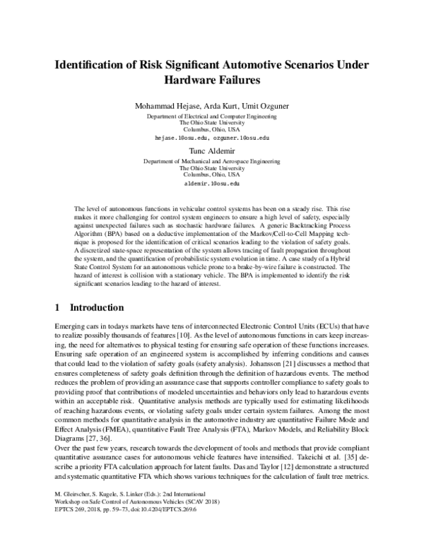 (PDF) Identification of Risk Significant Automotive Scenarios Under ...