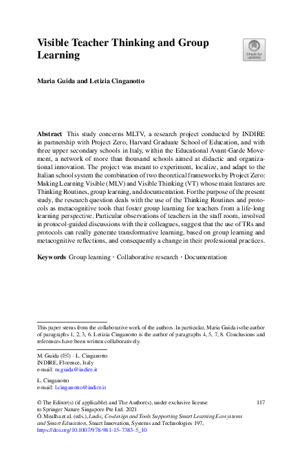 (PDF) Visible Teacher Thinking and Group Learning