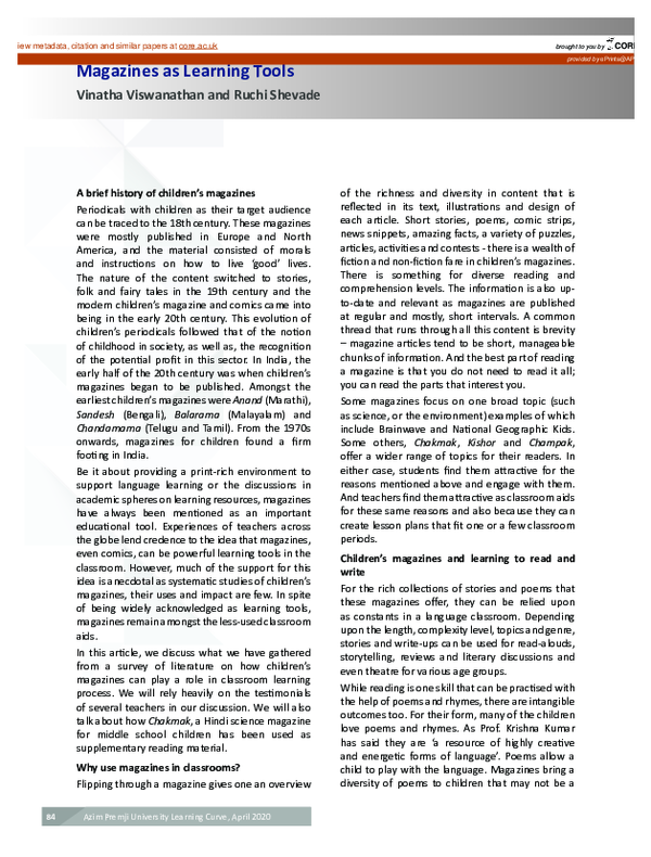 (PDF) Magazines as learning tools