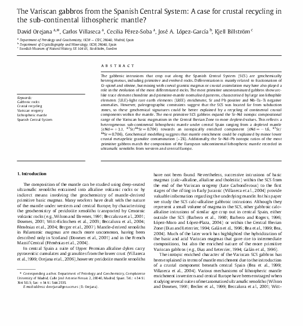 (PDF) The Variscan gabbros from the Spanish Central System: A case for ...
