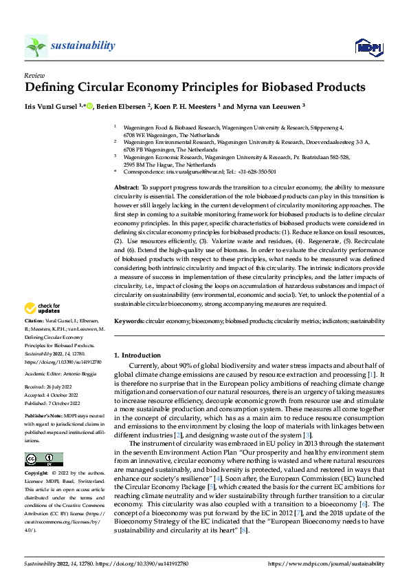 (PDF) Defining Circular Economy Principles for Biobased Products