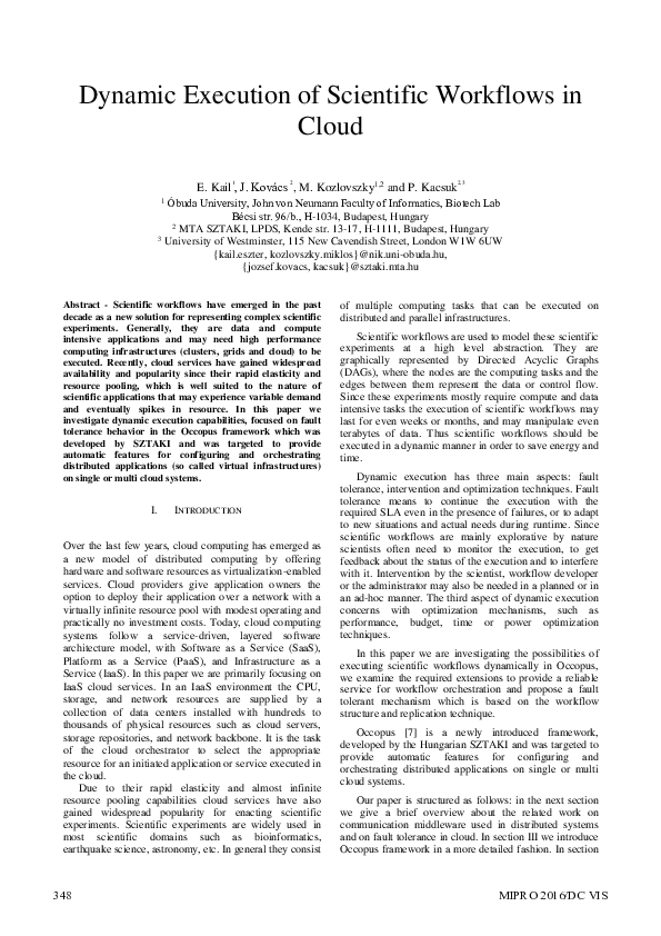 (PDF) Dynamic execution of scientific workflows in cloud