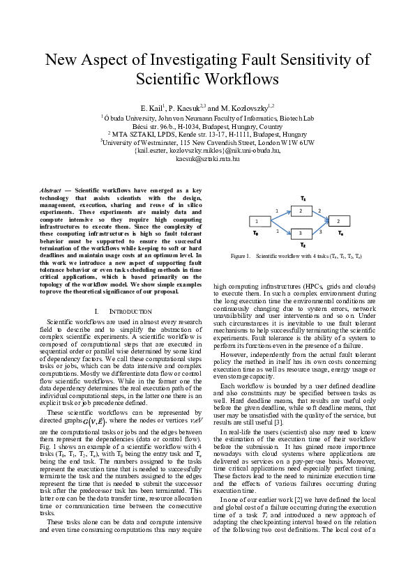 (PDF) New aspect of investigating fault sensitivity of scientific workflows