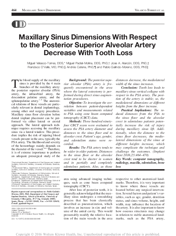 (PDF) Maxillary Sinus Dimensions With Respect to the Posterior Superior ...