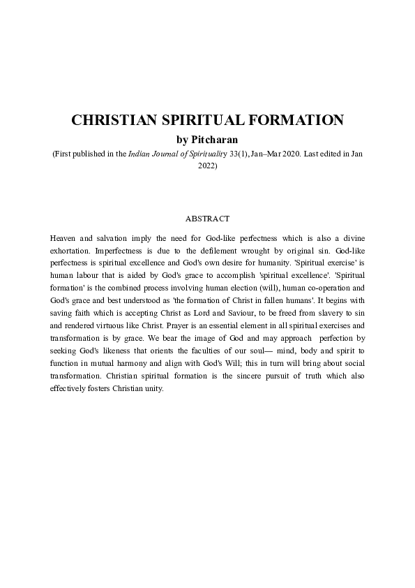 (PDF) CHRISTIAN SPIRITUAL FORMATION