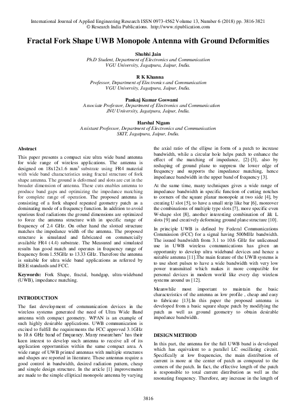 (PDF) Compact Fractal Fork Shape UWB Antenna with Ground Slots