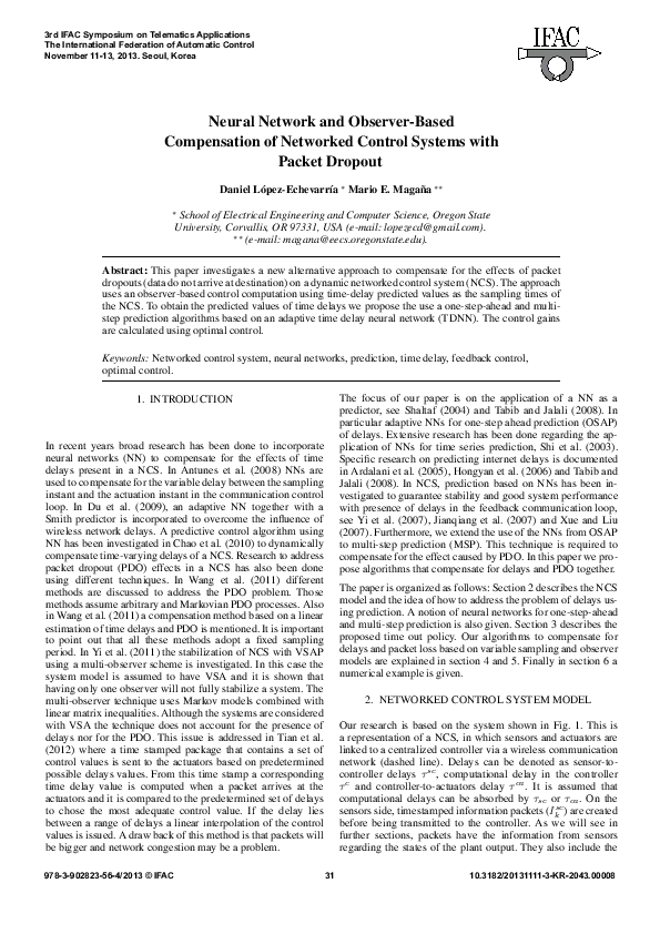 (PDF) Neural Network and Observer-Based Compensation of Networked ...