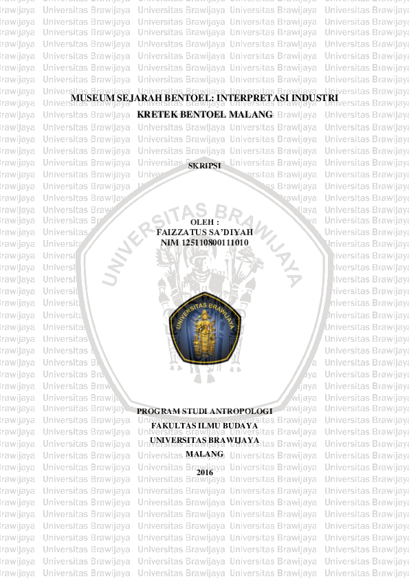 (PDF) Museum Sejarah Bentoel: Interpretasi Industri Kretek Bentoel Malang