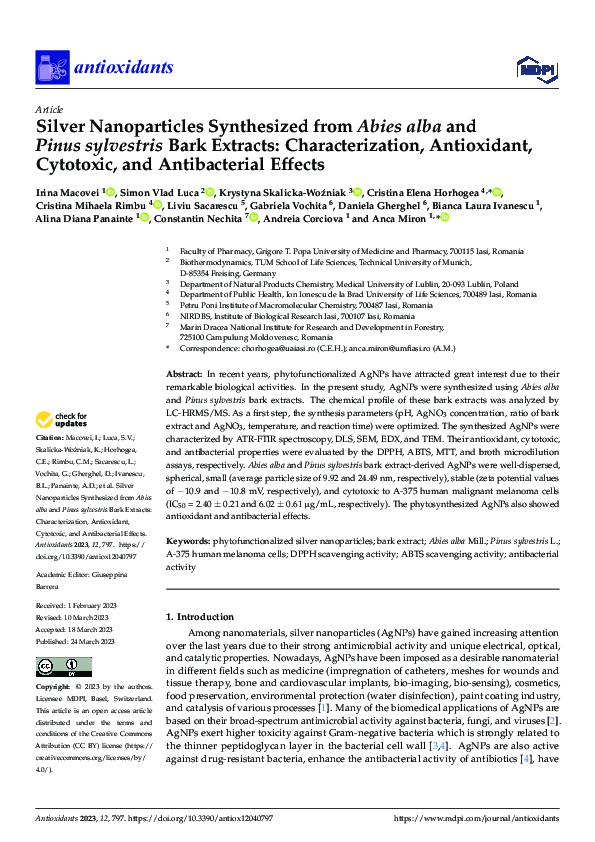 (PDF) Silver Nanoparticles Synthesized from Abies alba and Pinus sylvestris Bark Extracts ...
