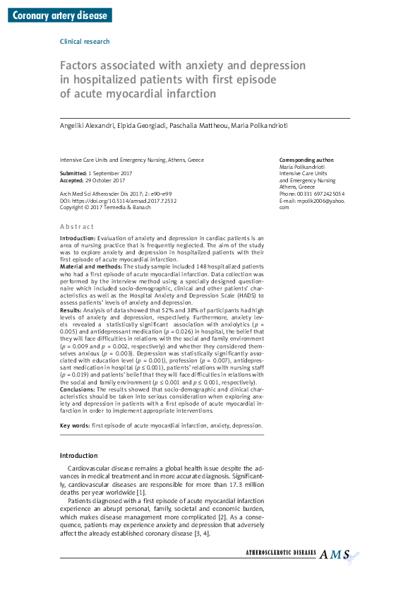 (PDF) Factors associated with anxiety and depression in cancer patients ...