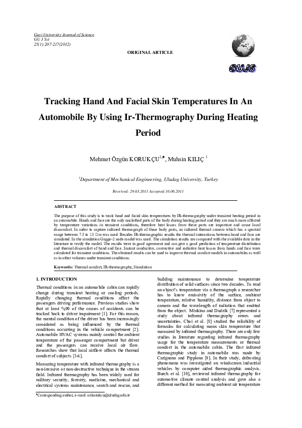 (PDF) Tracking Hand And Facial Skin Temperatures In An Automobile By ...
