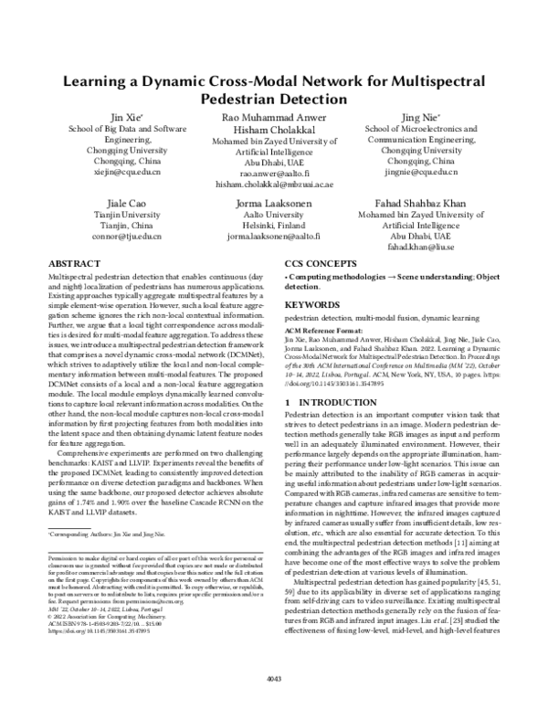 (PDF) Learning a Dynamic Cross-Modal Network for Multispectral Pedestrian Detection