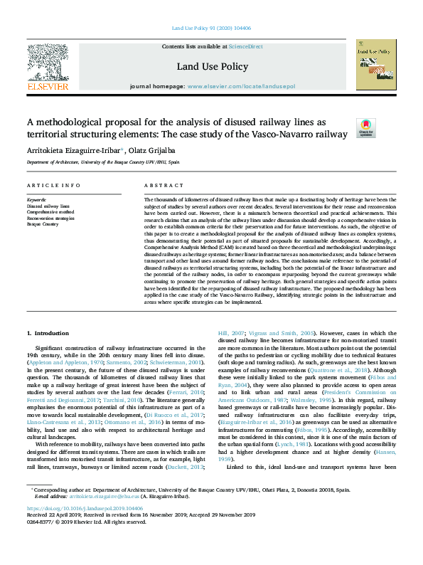 (PDF) A methodological proposal for the analysis of disused railway ...