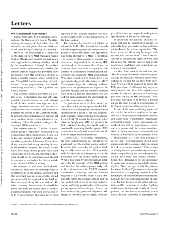 (PDF) MR-Conditional Pacemakers