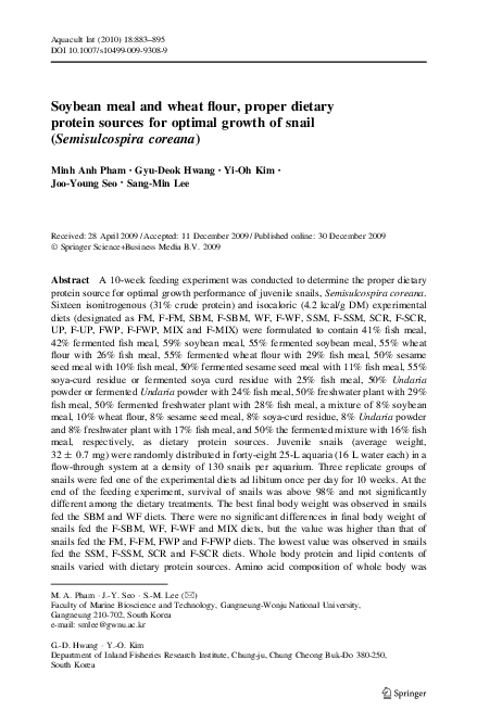 (PDF) Soybean meal and wheat flour, proper dietary protein sources for ...
