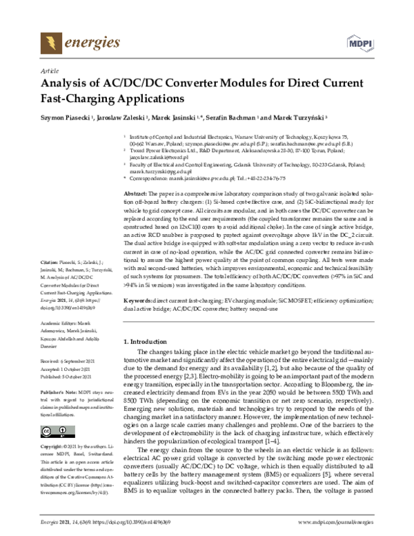 (PDF) Analysis of AC/DC/DC Converter Modules for Direct Current Fast ...