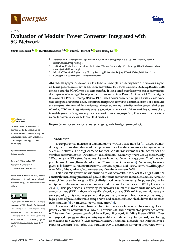 (PDF) Evaluation of Modular Power Converter Integrated with 5G Network