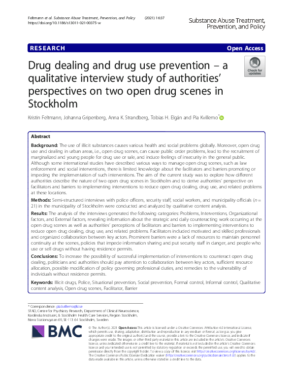(PDF) Drug dealing and drug use prevention – a qualitative interview ...