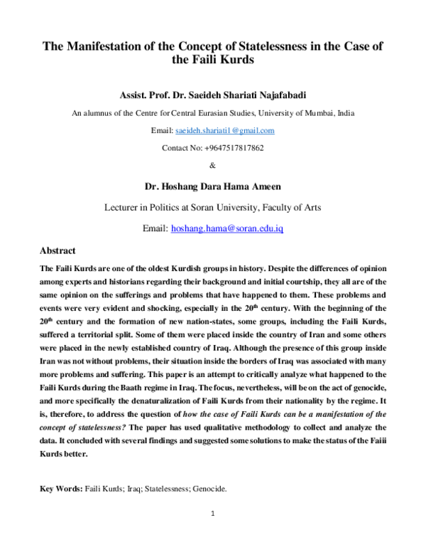 (PDF) The Manifestation of the Concept of Statelessness in the Case of ...