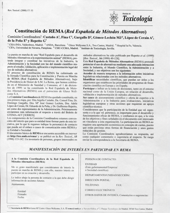 (PDF) Constitución de REMA (Red Española de Métodos Alternativos)