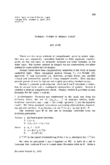 (PDF) Normal forms in modal logic
