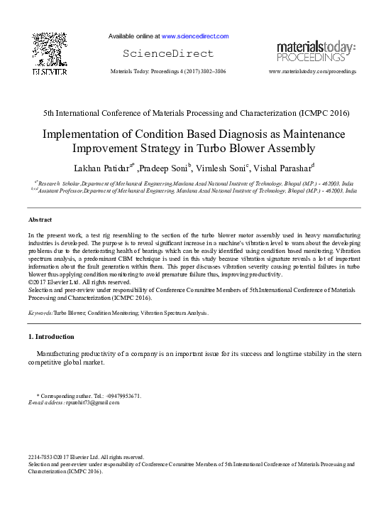 (PDF) Implementation of Condition Based Diagnosis as Maintenance Improvement Strategy in Turbo ...