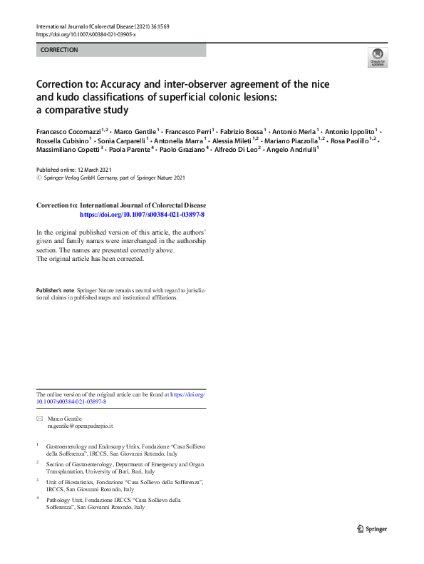 (PDF) Correction to: Accuracy and inter-observer agreement of the nice ...