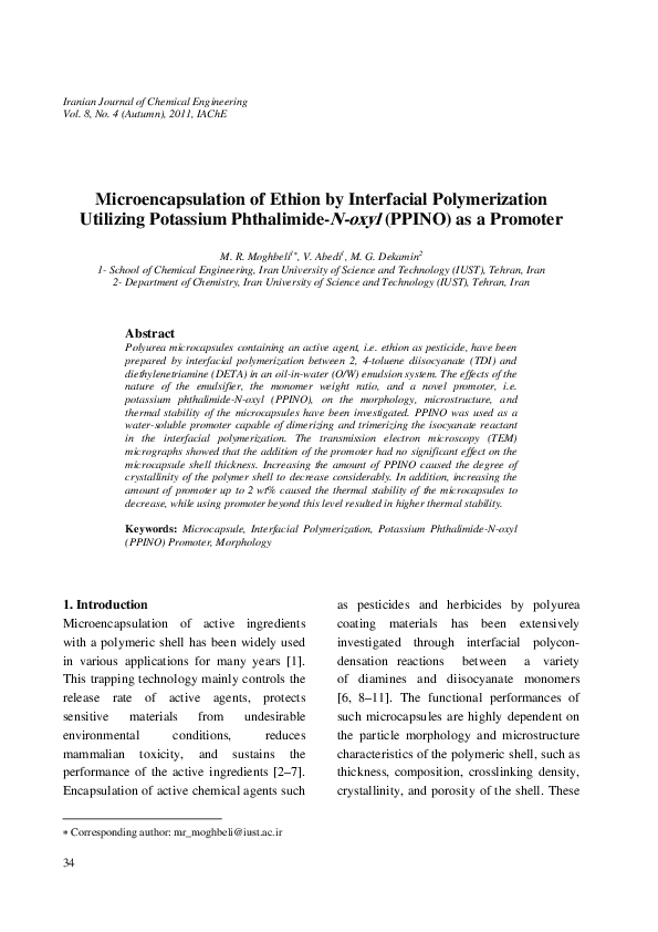 (PDF) Microencapsulation of Ethion by Interfacial Polymerization ...