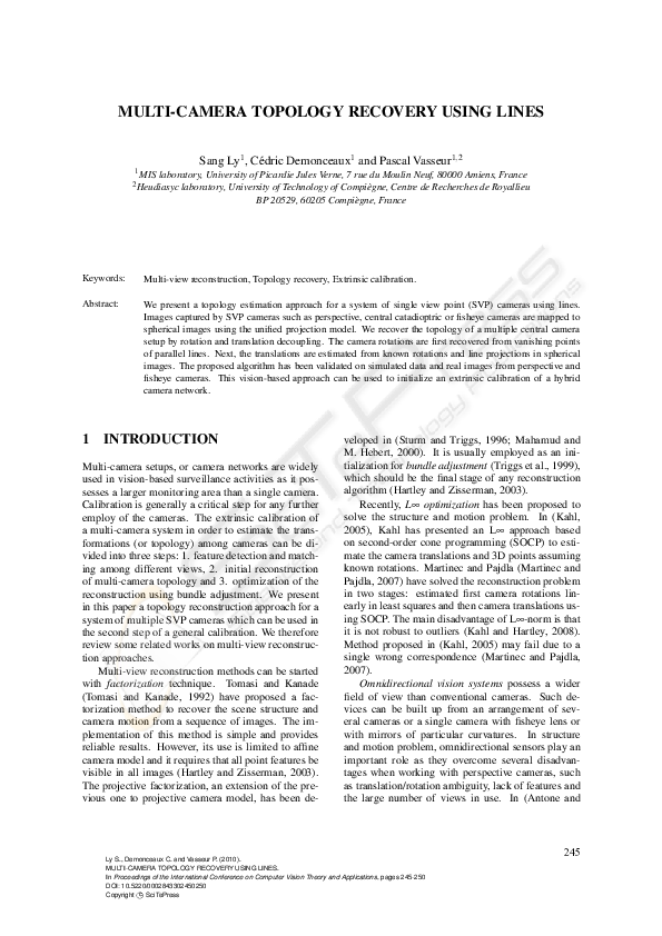 (PDF) Multi-Camera Topology Recovery Using Lines