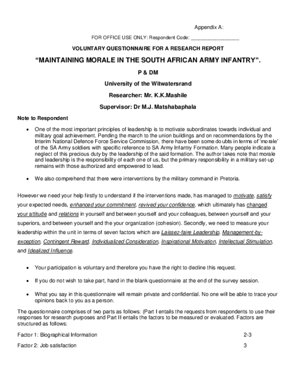(PDF) Maintaining morale in the South African army infantry formation