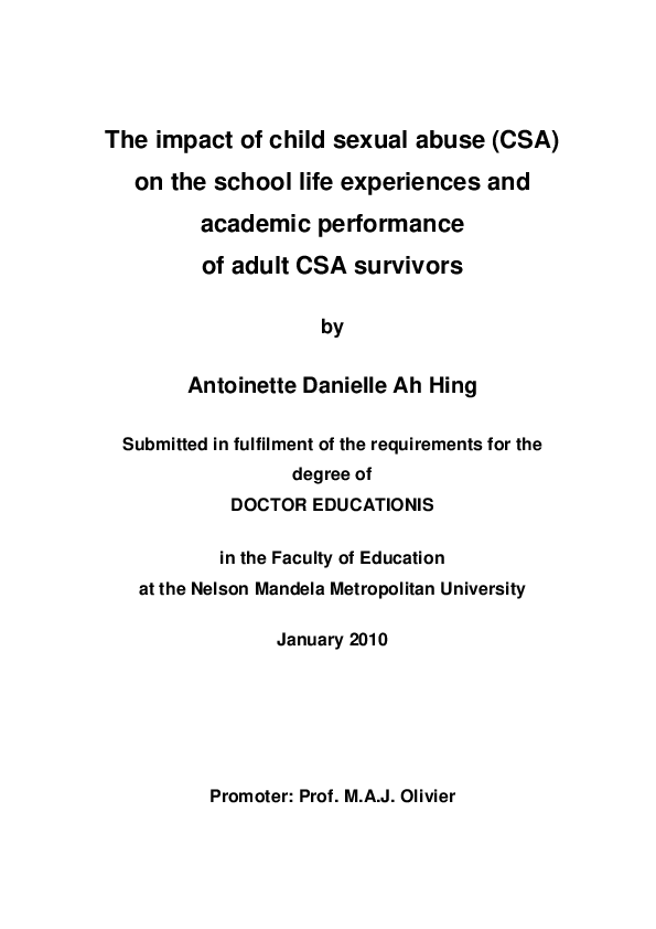 (PDF) The impact of child sexual abuse (CSA) on the school life ...