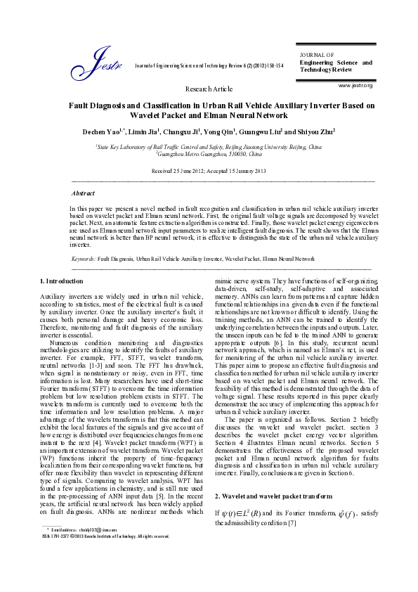 (PDF) Fault Diagnosis and Classification in Urban Rail Vehicle Auxiliary Inverter Based on ...