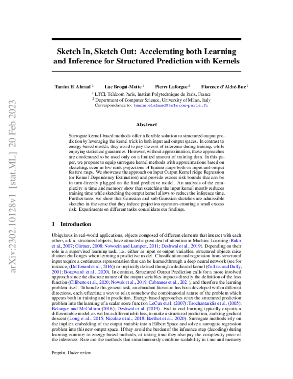 (PDF) Sketch In, Sketch Out: Accelerating both Learning and Inference for Structured Prediction ...