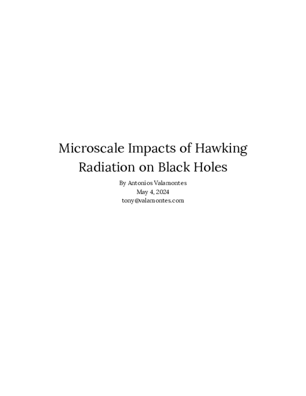 (PDF) Microscale Impacts of Hawking Radiation on Black Holes