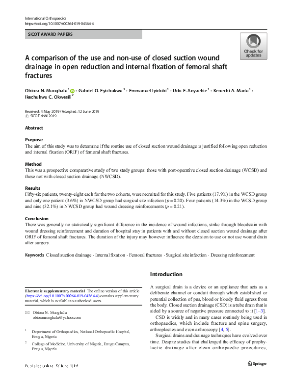 (PDF) A comparison of the use and non-use of closed suction wound ...