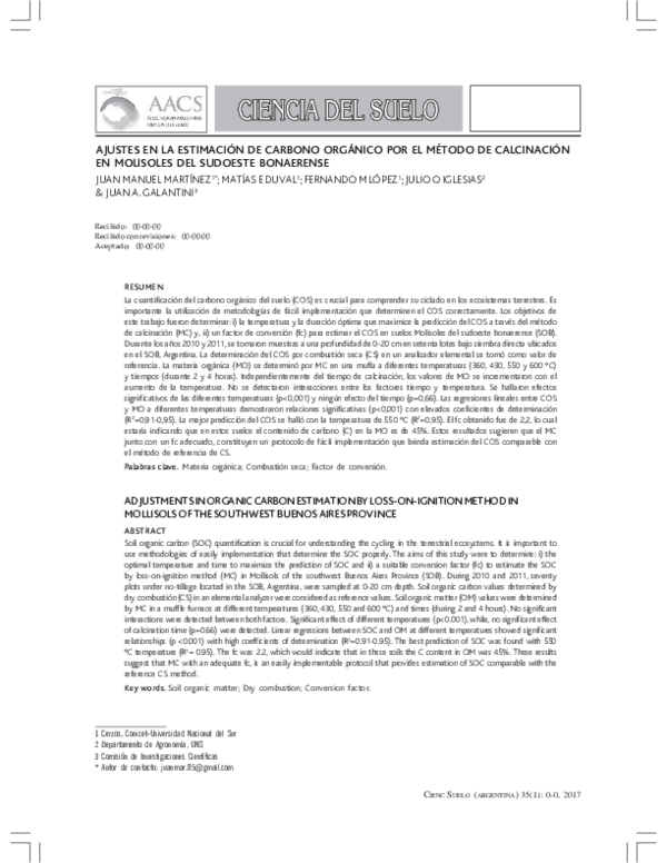 (PDF) Adjustments in organic carbon estimation by loss-on-ignition ...