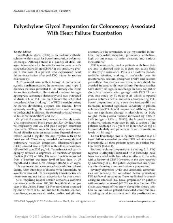 (PDF) Polyethylene Glycol Preparation for Colonoscopy Associated With ...