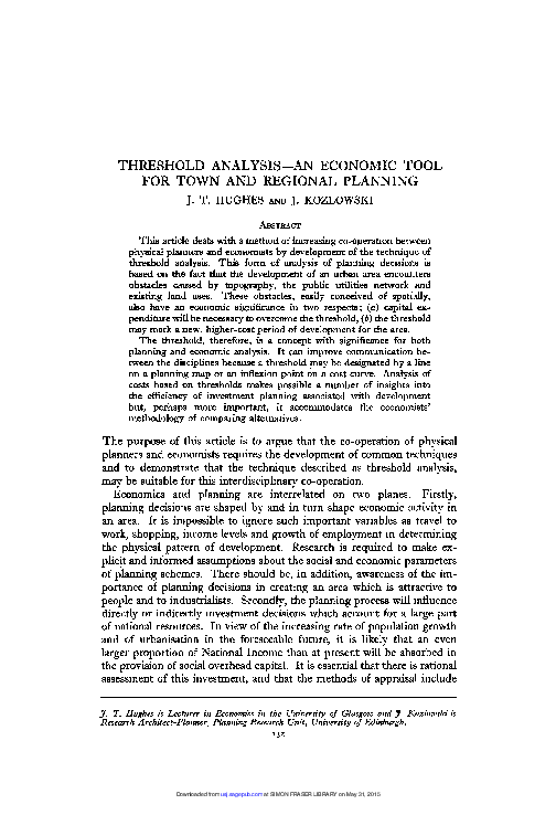 (PDF) Threshold Analysis-an Economic Tool for Town and Regional Planning