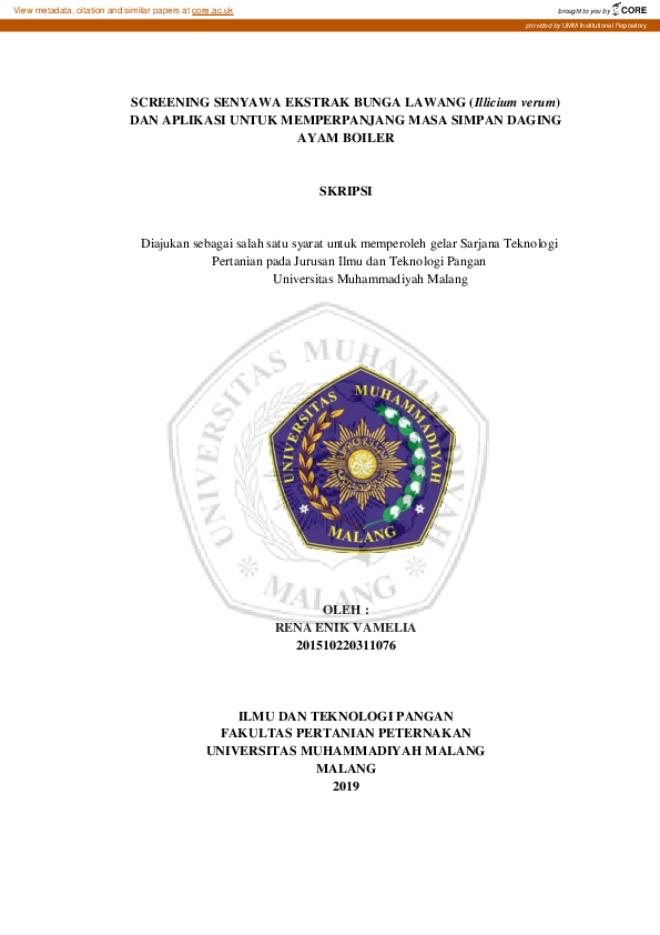 (PDF) SCREENING SENYAWA EKSTRAK BUNGA LAWANG (Illicium verum) DAN ...