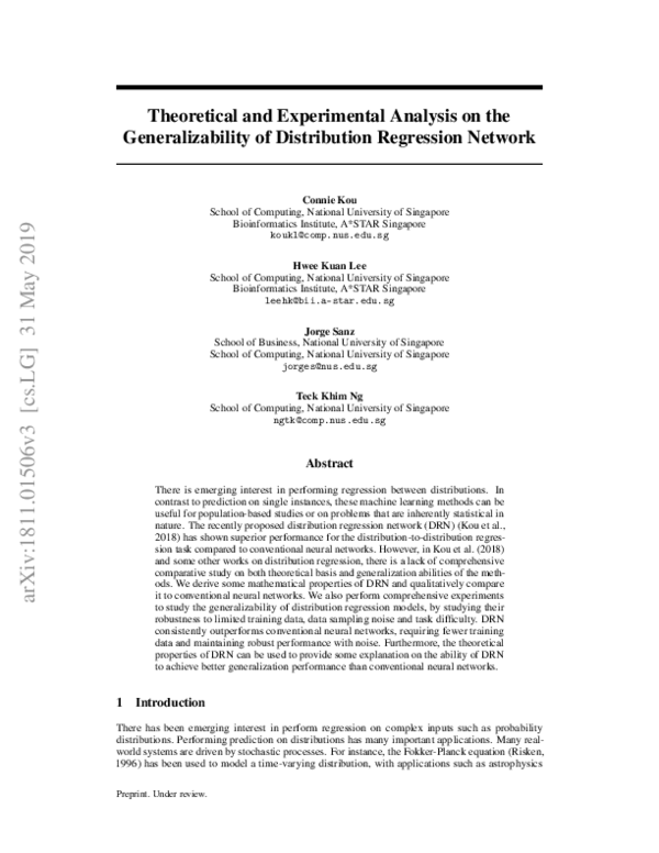 (PDF) Theoretical and experimental analysis on the generalizability of distribution regression ...